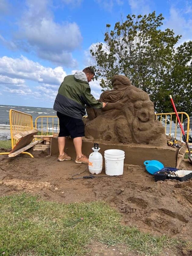 Weathering creativity Winds force sculptor to adapt in crafting Neptune ...